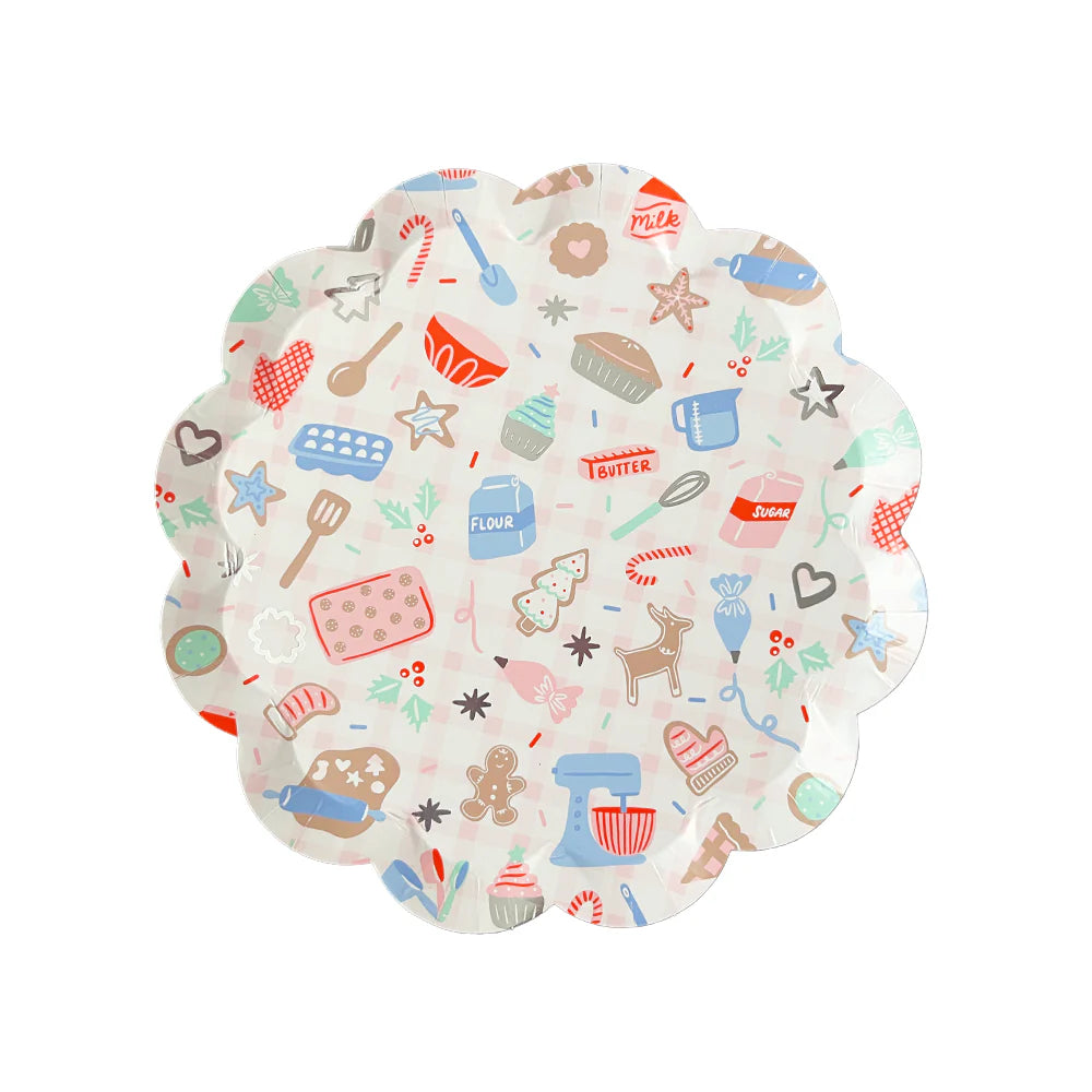 Baking Spirits Bright Scalloped Small Plates | Christmas Party Supplies ...