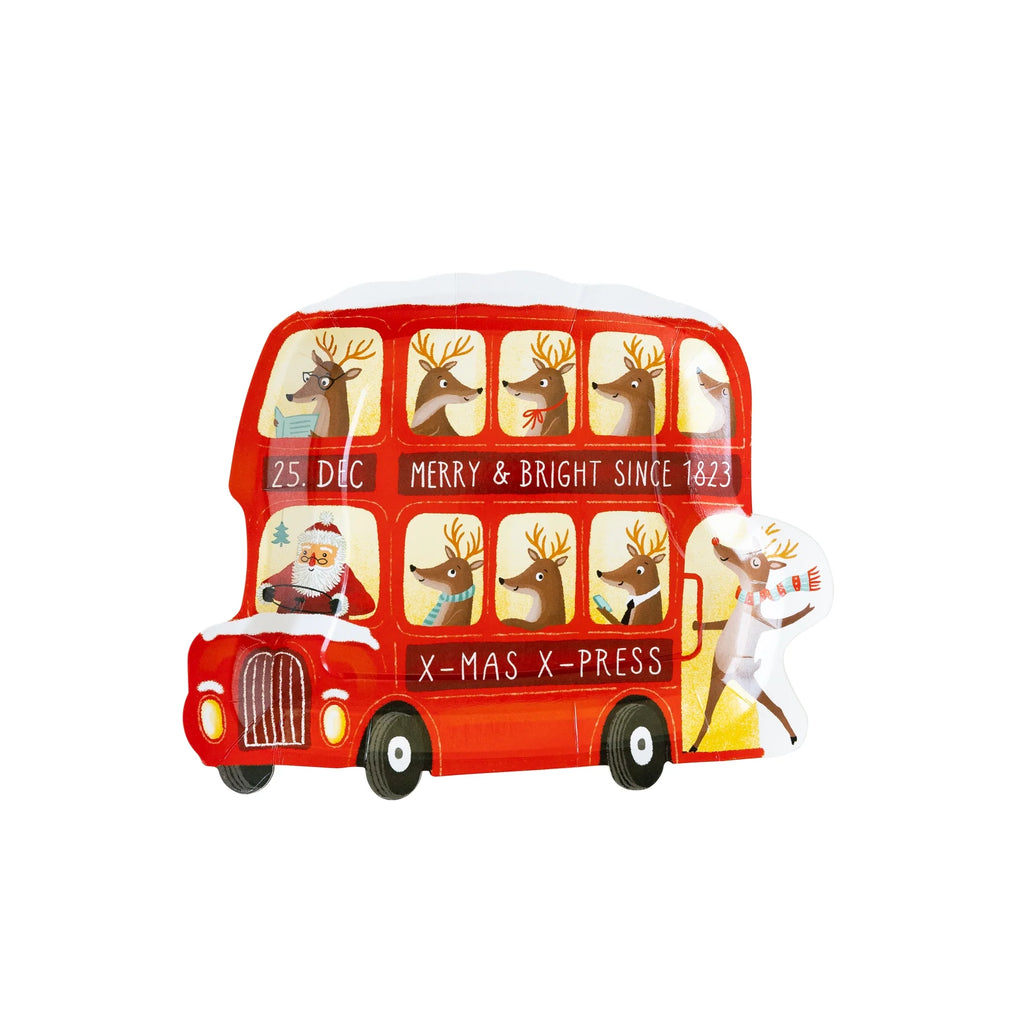Dear Rudolph Bus Shaped Paper Plate | Christmas Party Supplies + Decor ...