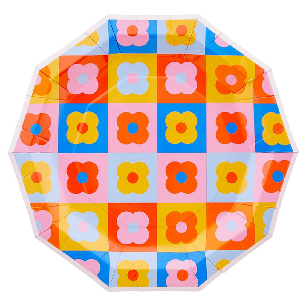 Retro Flowers Decagon Paper Plates – Sprinkle BASH