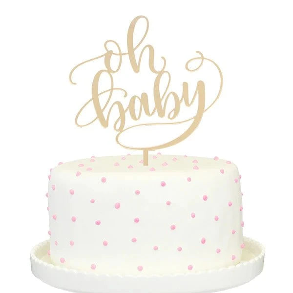 Oh Baby Gold Cake Topper | Baby Shower Party Supplies | Gender Reveal ...